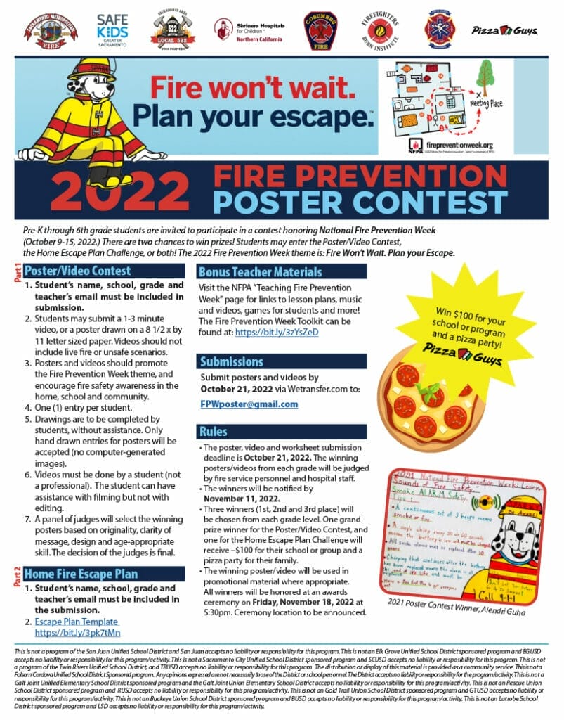 Fire Prevention Week Poster Contest 2022 - Safe Kids Sacramento